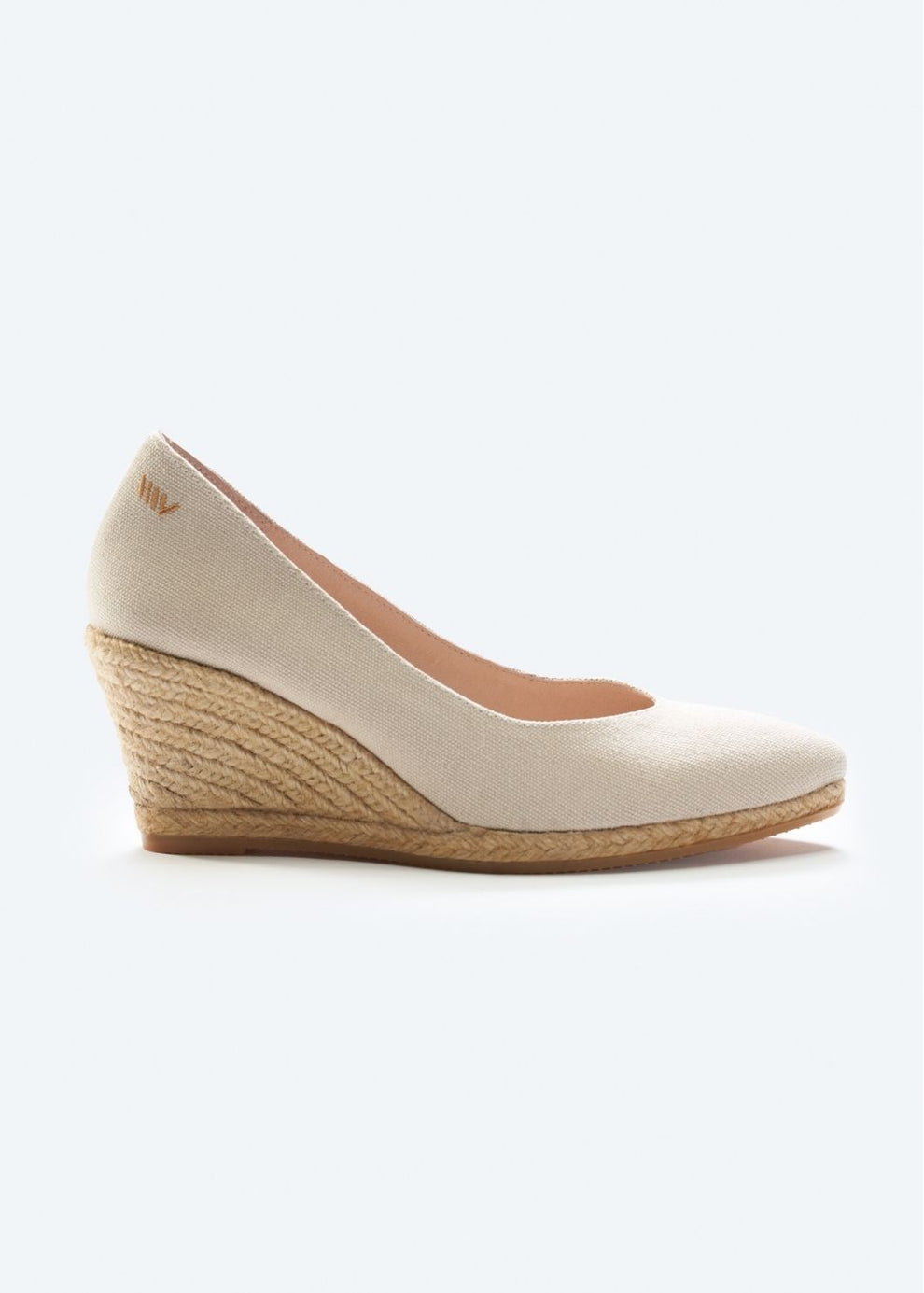 Roses V Cut Canvas Women's Wedges | Natural Jute – Viscata