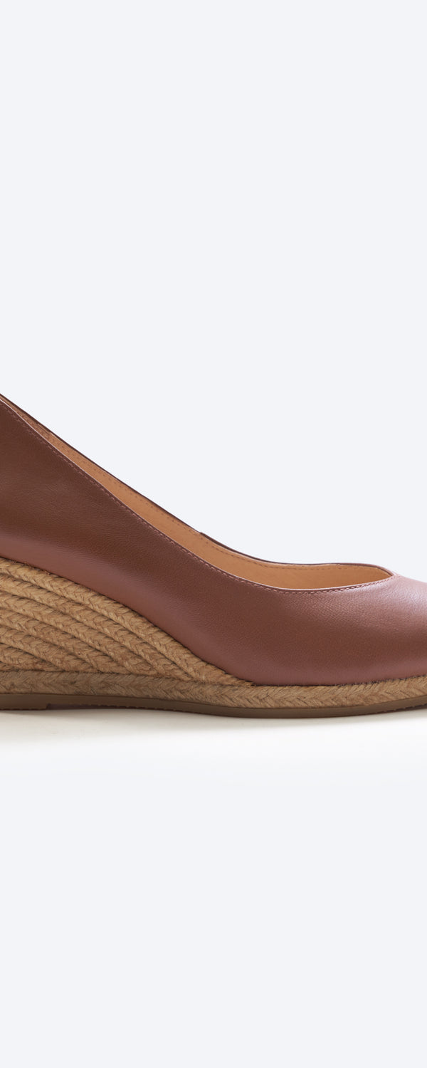 Roses Leather Espadrille Wedges – Handmade in Spain – Viscata