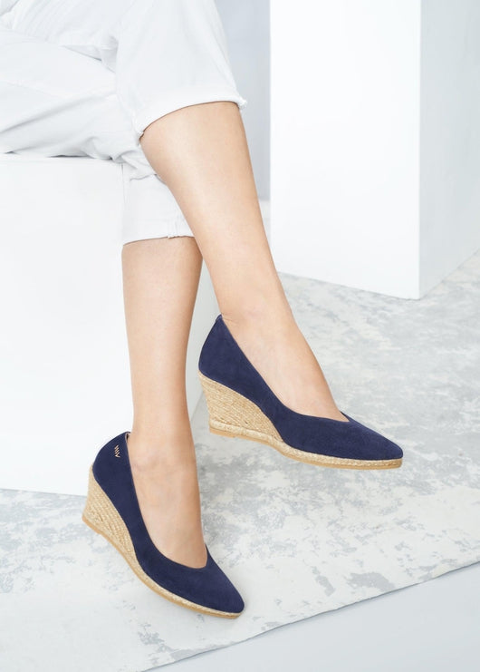 Roses Suede V Cut Women's Wedges | Natural Jute | Viscata